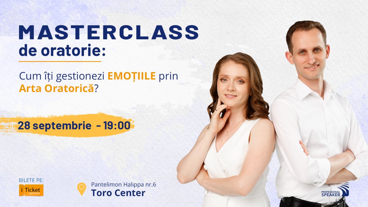 Masterclass de oratorie: Cum să-ți gestionezi emoțiile prin arta oratorică? - iTicket