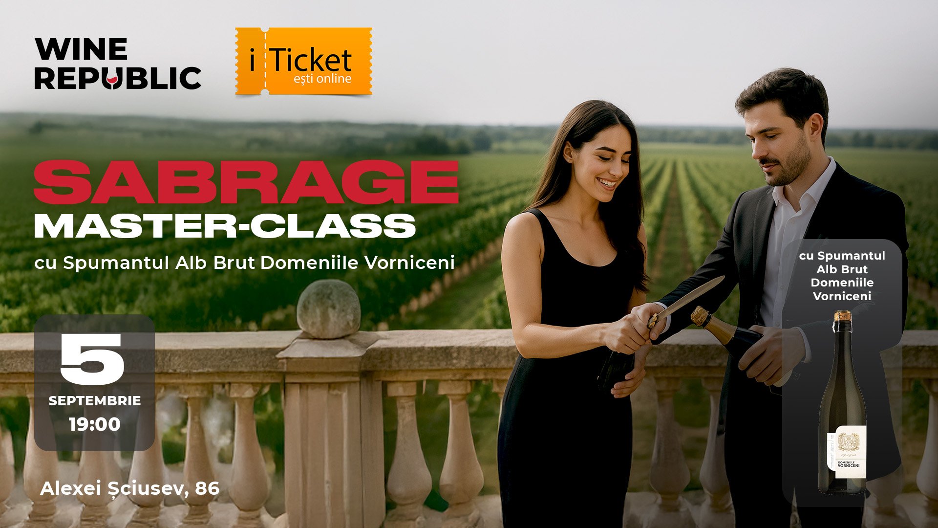 Sabrage Master-Class cu Spumant Domeniile Vorniceni Septembrie - iTicket
